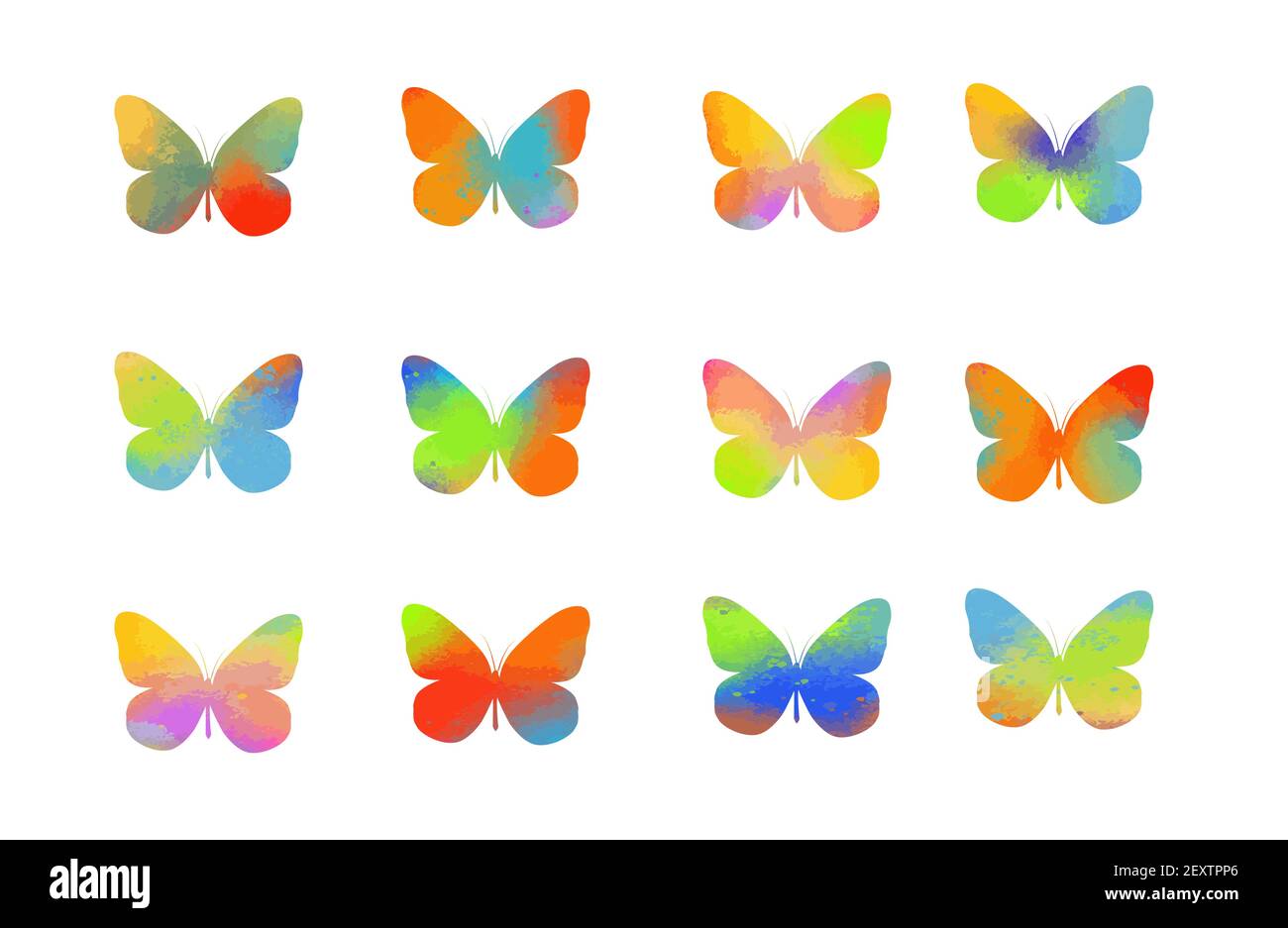 A set of multicolored rainbow butterflies. Vector illustration Stock ...