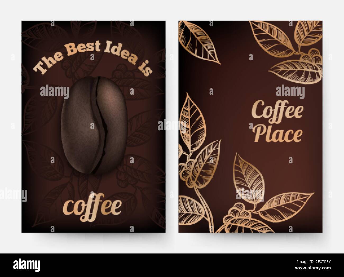 Coffee flyers. Coffee time background with realistic bean and hand ...