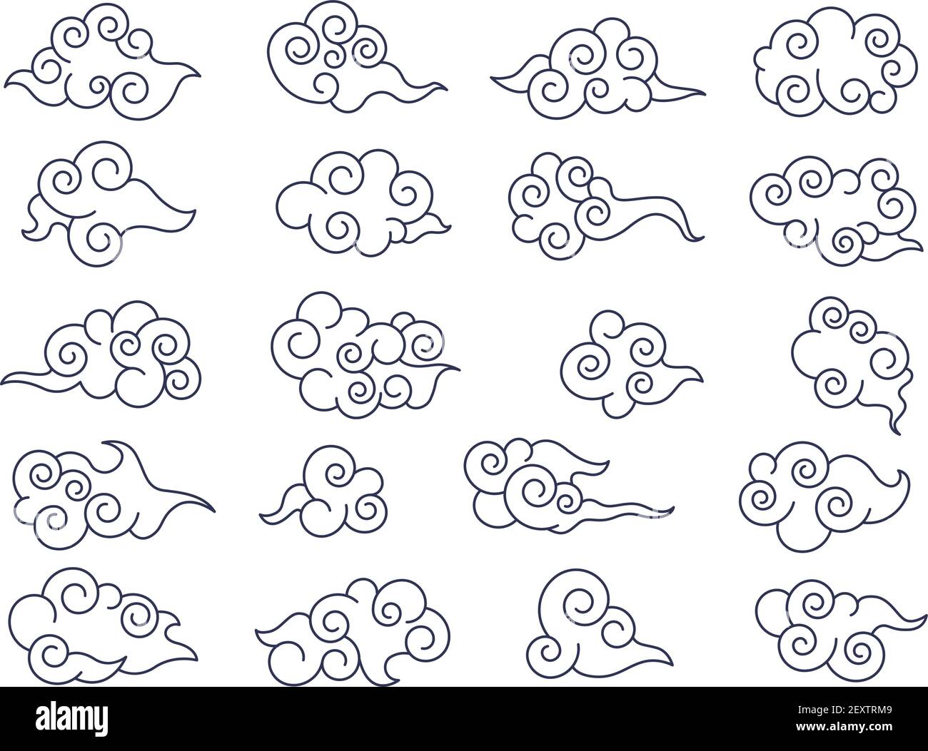 Asian clouds. Chinese or japanese line cloud decorative collection ...
