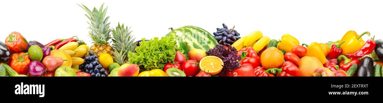 Seamless horizontal pattern fresh and juicy vegetables, fruits and ...