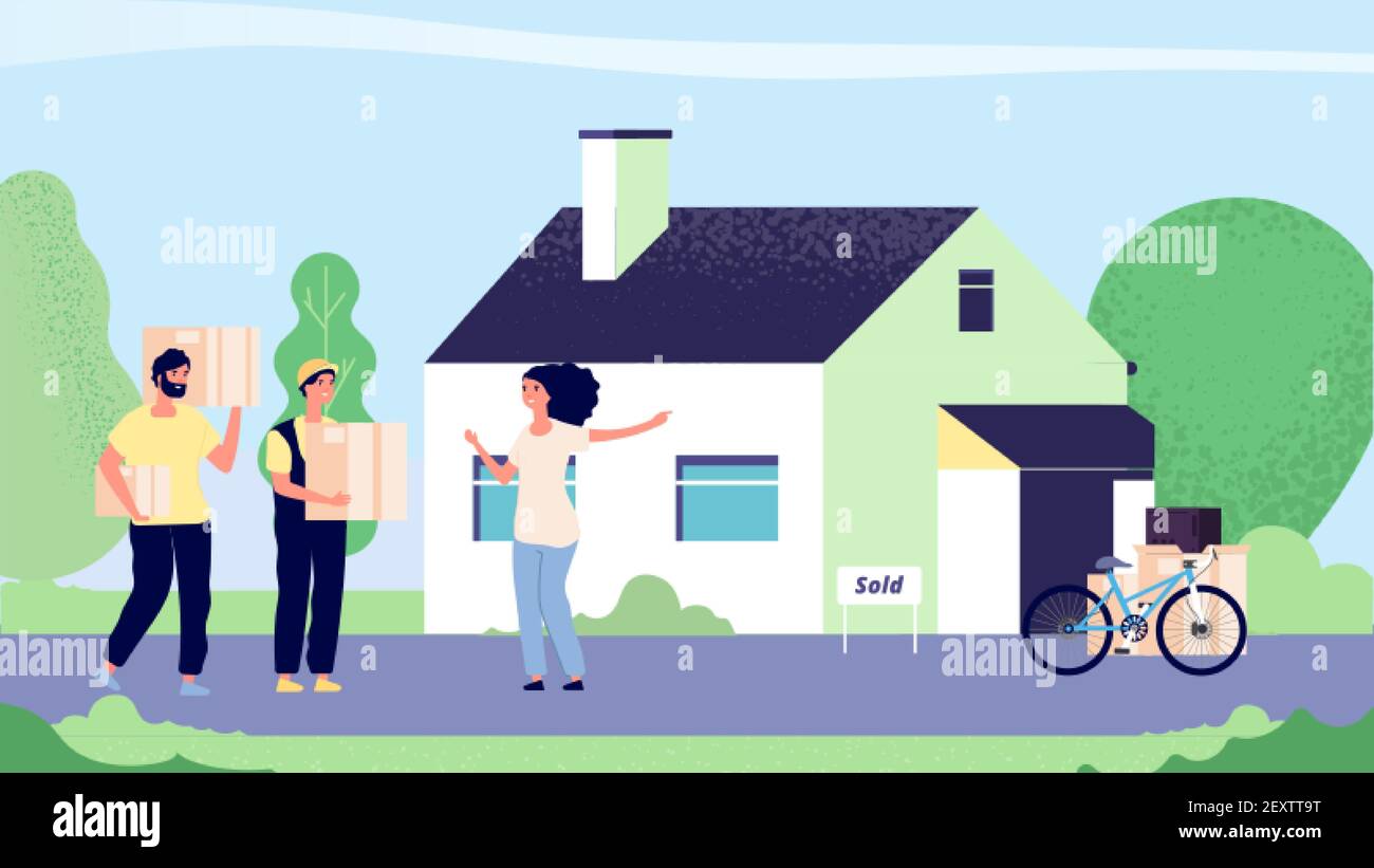 Cartoon illustration man moving home hi-res stock photography and ...