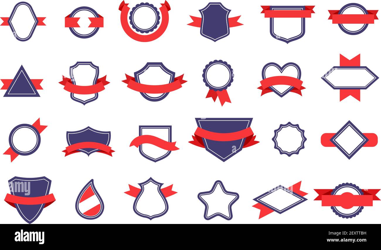 Vintage badges and ribbons. Banner labels, tag stickers. Ribbon badge ...
