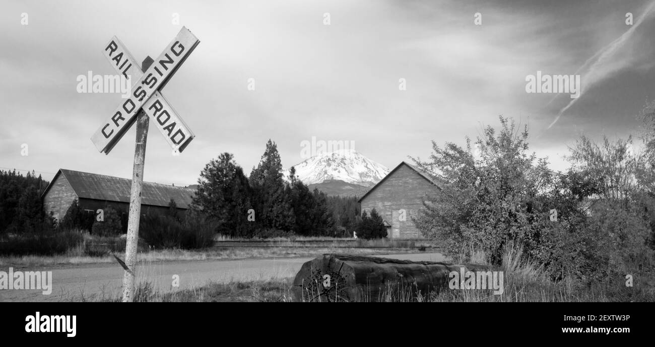 Railroad Crossing Sign Rural Countryside Mt Shasta California Stock ...