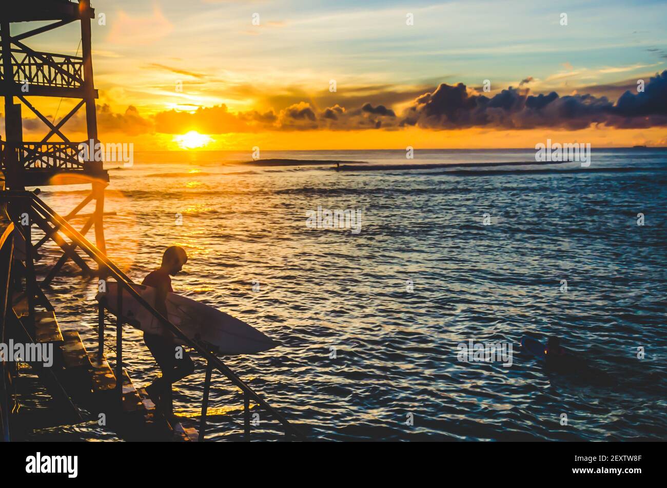 Cloud 9 Cloud9 Tower Surf Spot Siargao Island The Philippines Stock ...