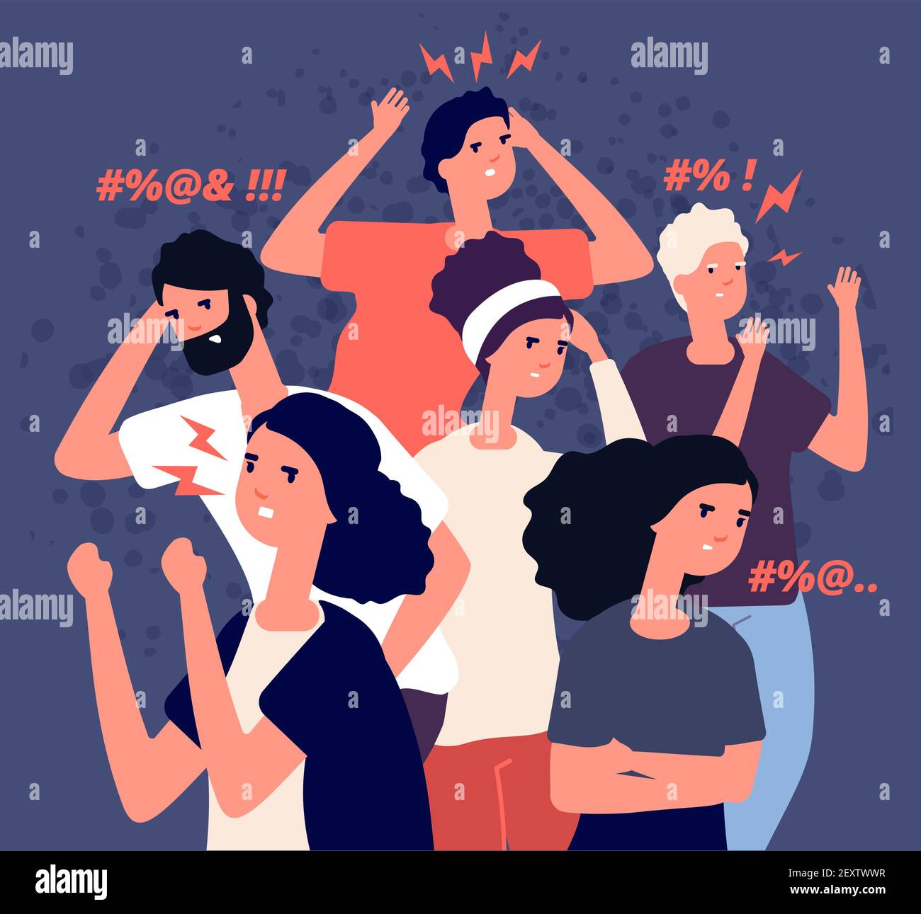 Angry people groupe. Communication problem with unpleasant arrogant ...