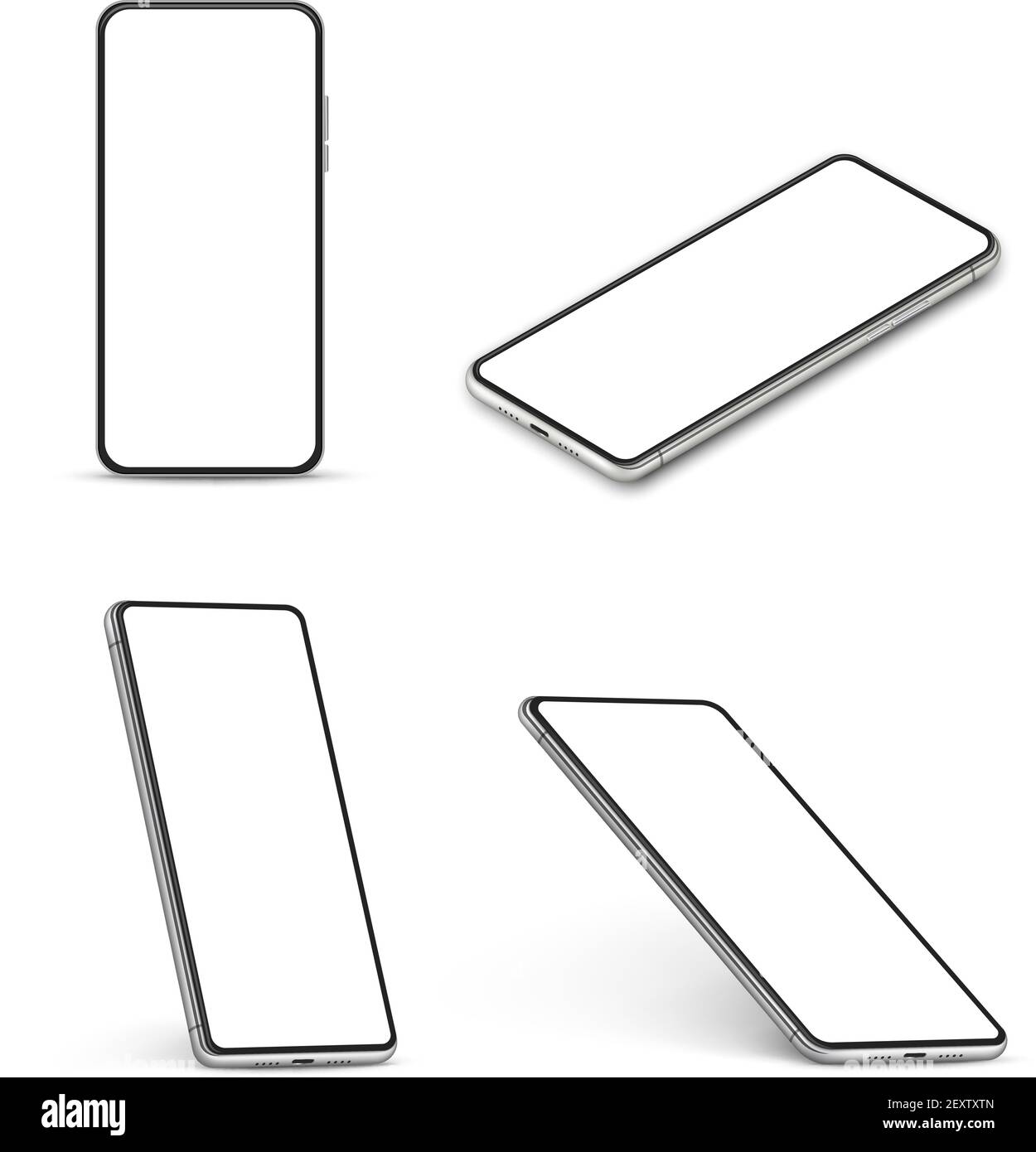 Smartphone mockup. Realistic Cellphone with blank white screen, modern ...