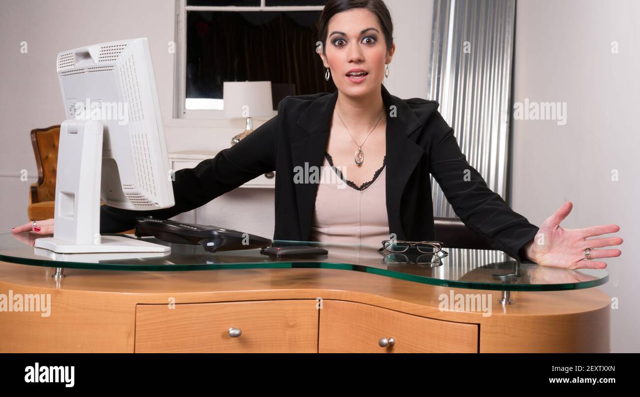 Business Woman Customer Service Center Angry Facial Expression Stock ...
