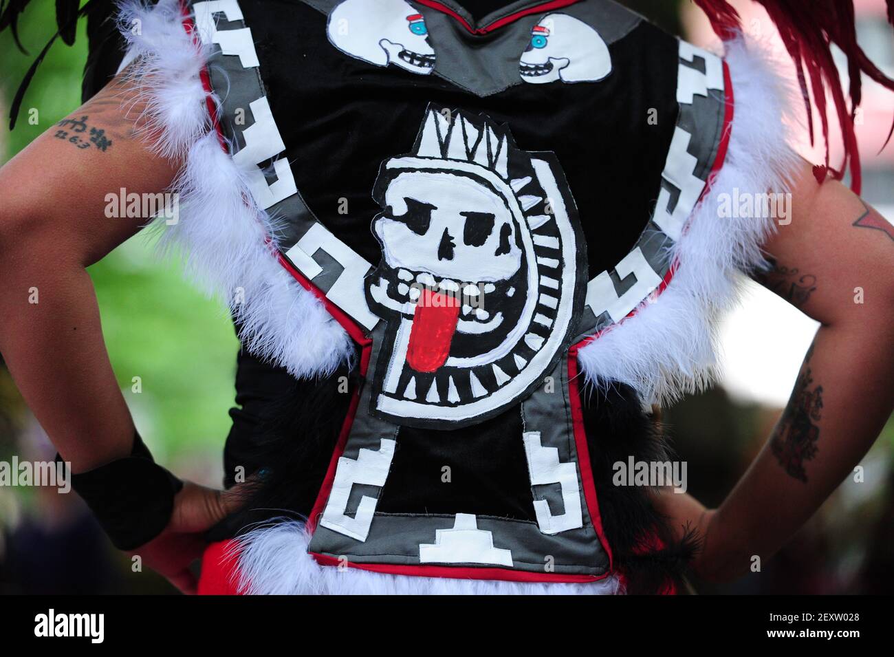 Aztec dancers perform at Shemanski Park in Portland, Ore., on May 24th ...