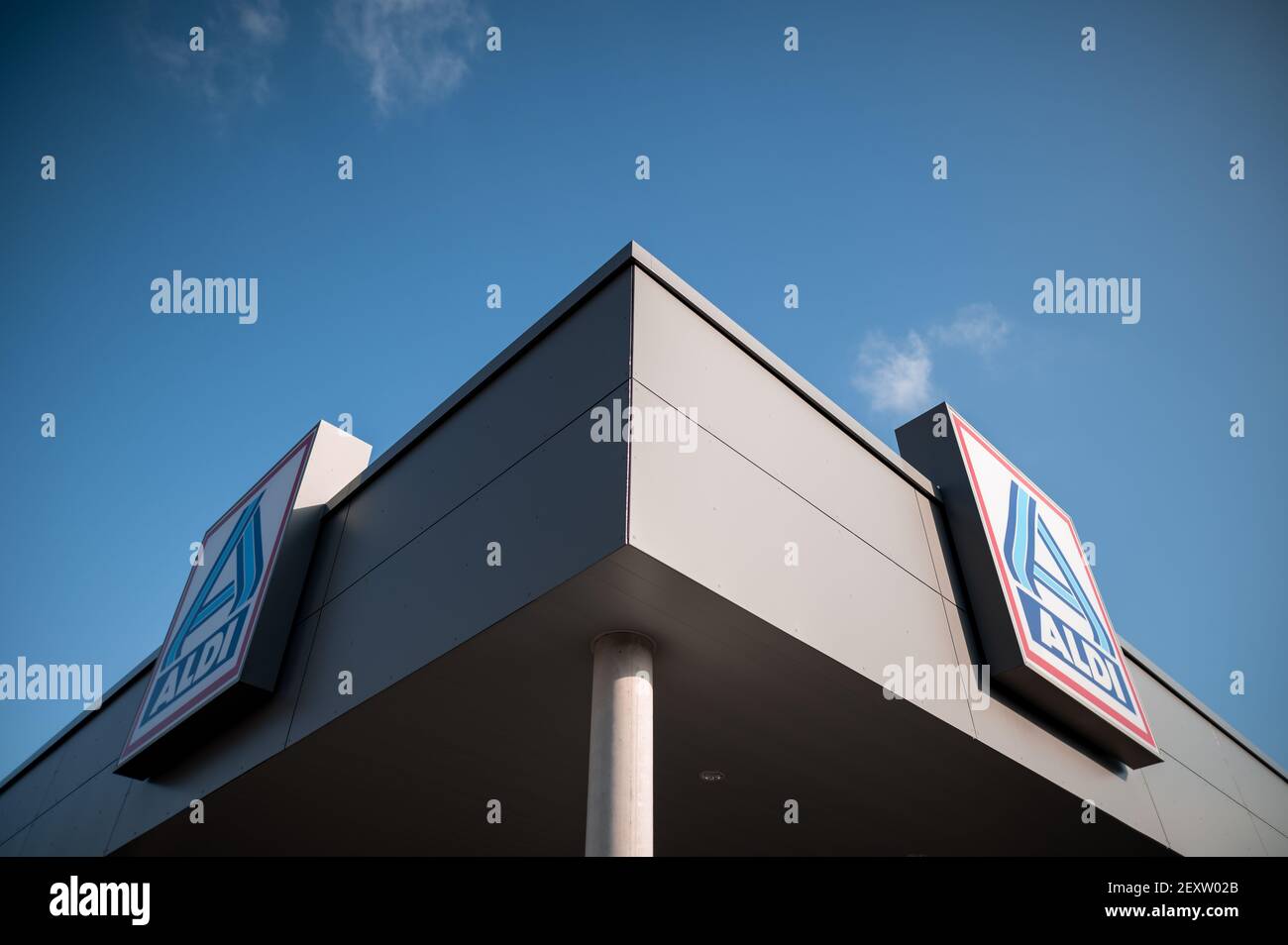 Essen, Germany. 05th Mar, 2021. The logo of Aldi-Nord can be seen at ...