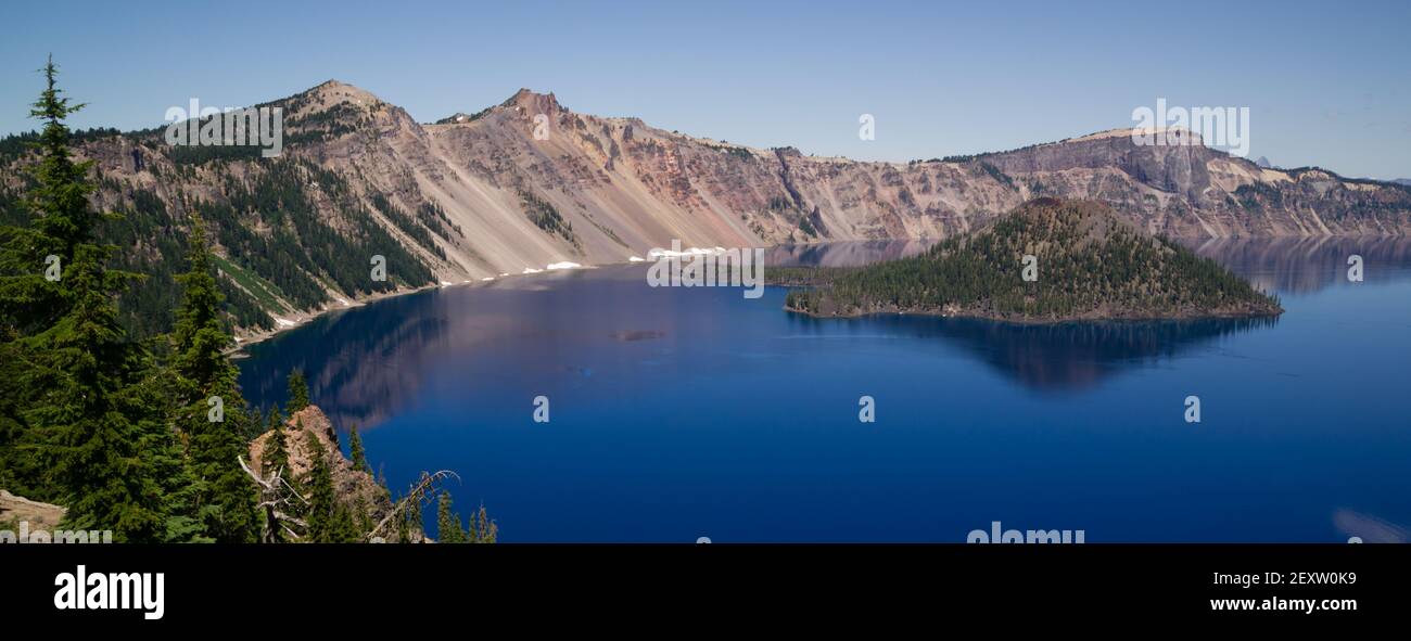 Crater Lake Wizard Island West Rim Caldera Volcano Cone Stock Photo - Alamy