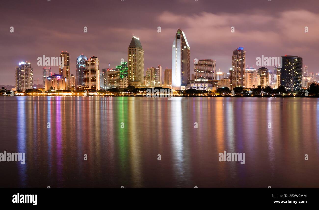 Late Night Coronado San Diego Bay Downtown City Skyline Stock Photo - Alamy