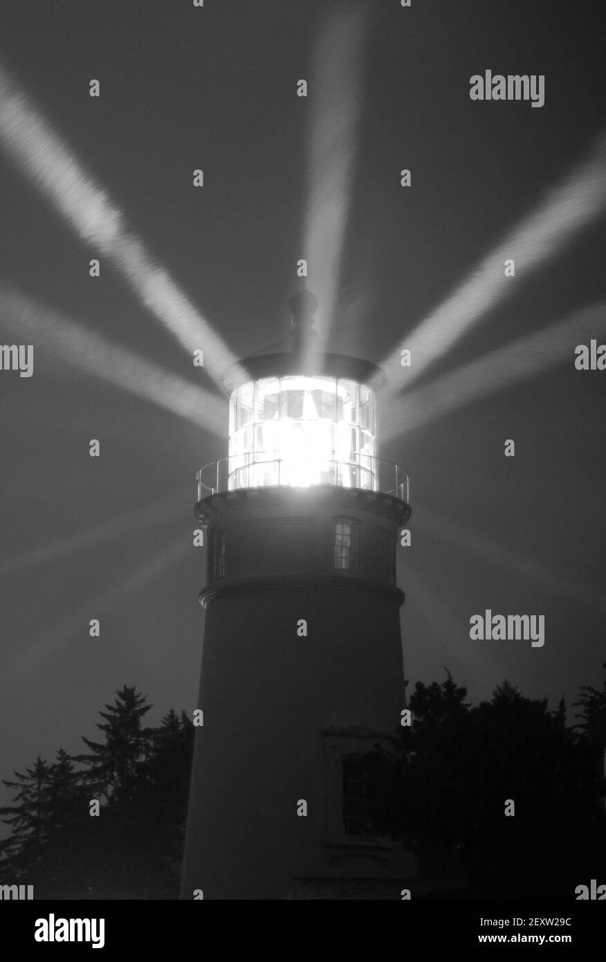 Lighthouse Beams From Lens Rainy Night Pillars of Light Stock Photo - Alamy