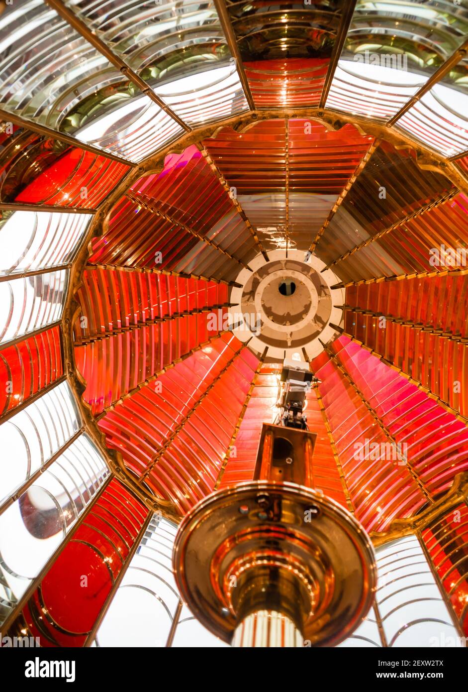 Small Lamp Inside Fresnel Lens Historical Lighthouse Nautical Beacon ...