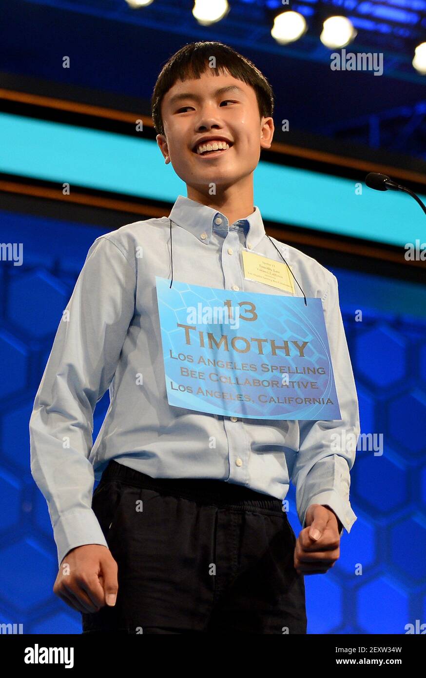 Speller Timothy Lau, of Torrence, Calif., competes in the semifinals of ...