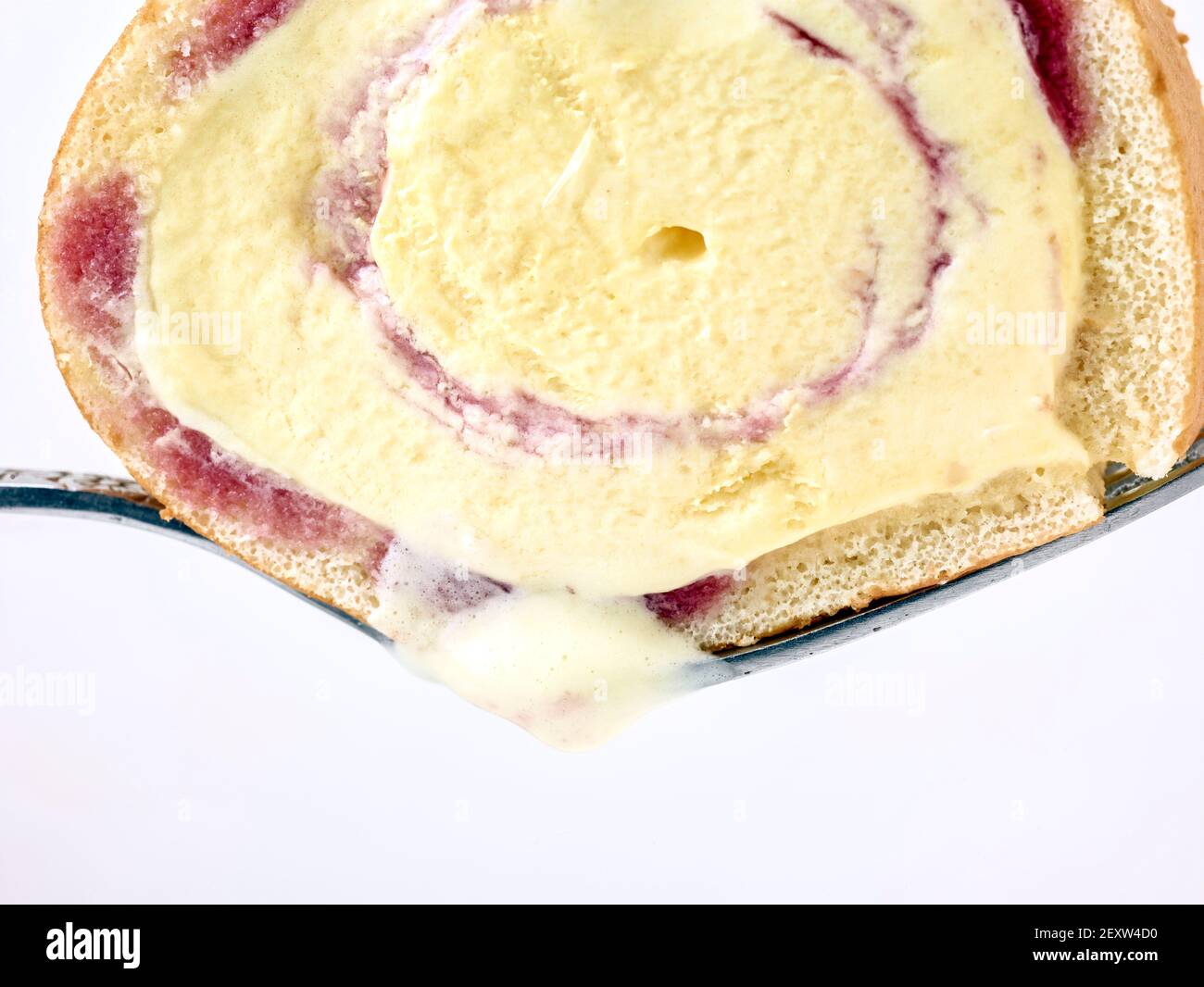 Arctic roll food still-life against plain background, delightful retro ...