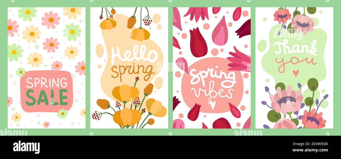 Spring bouquets card. Flower greeting gift tags. Floral fashion love ...