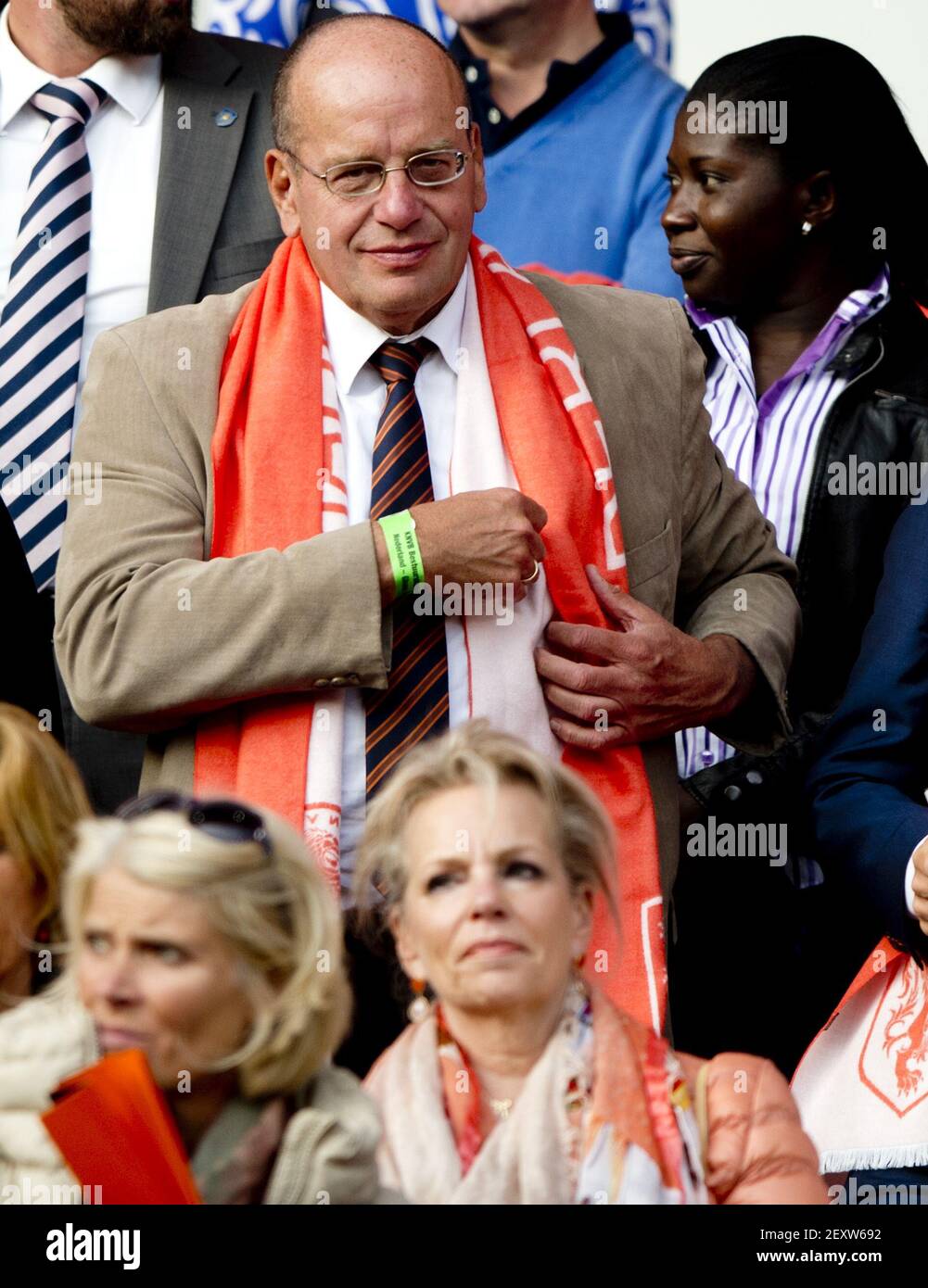 Rotterdam - May 31, 2014 - - Fred Teeven op de tribune Oranje fans op ...