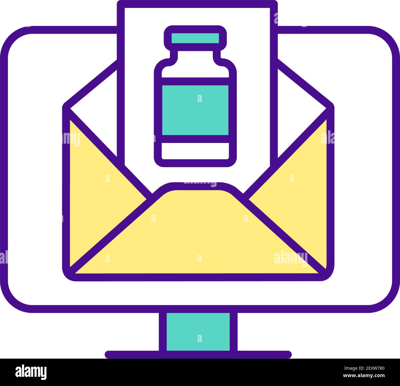 Computer screen with envelope image RGB color icon Stock Vector Image ...