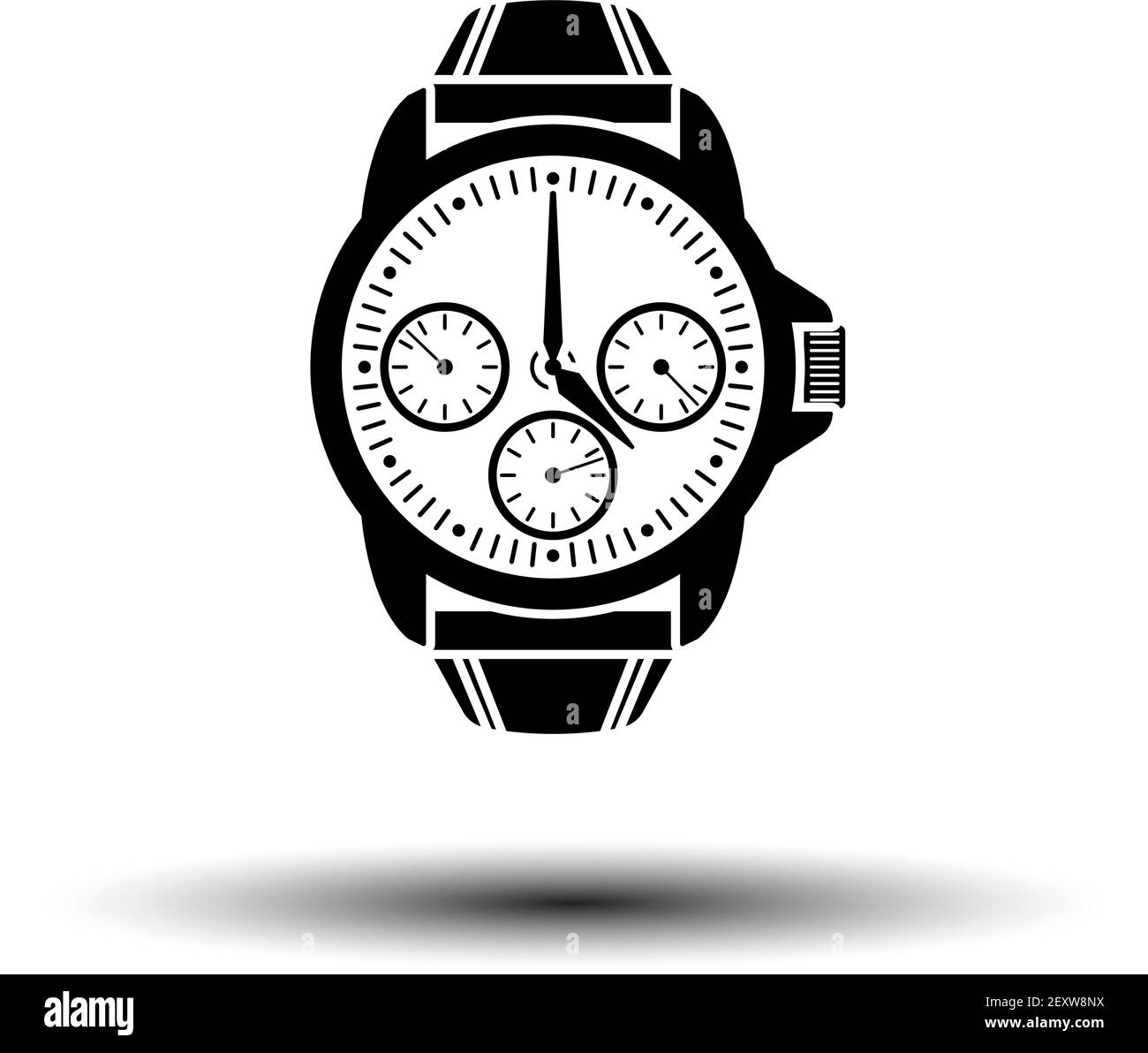 Business Watch Icon. Black on White Background With Shadow. Vector ...