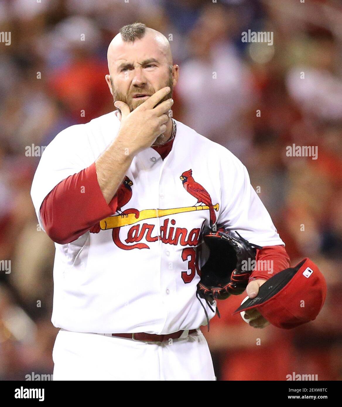St. Louis Cardinals pitcher Jason Motte after two runs scored on a ...