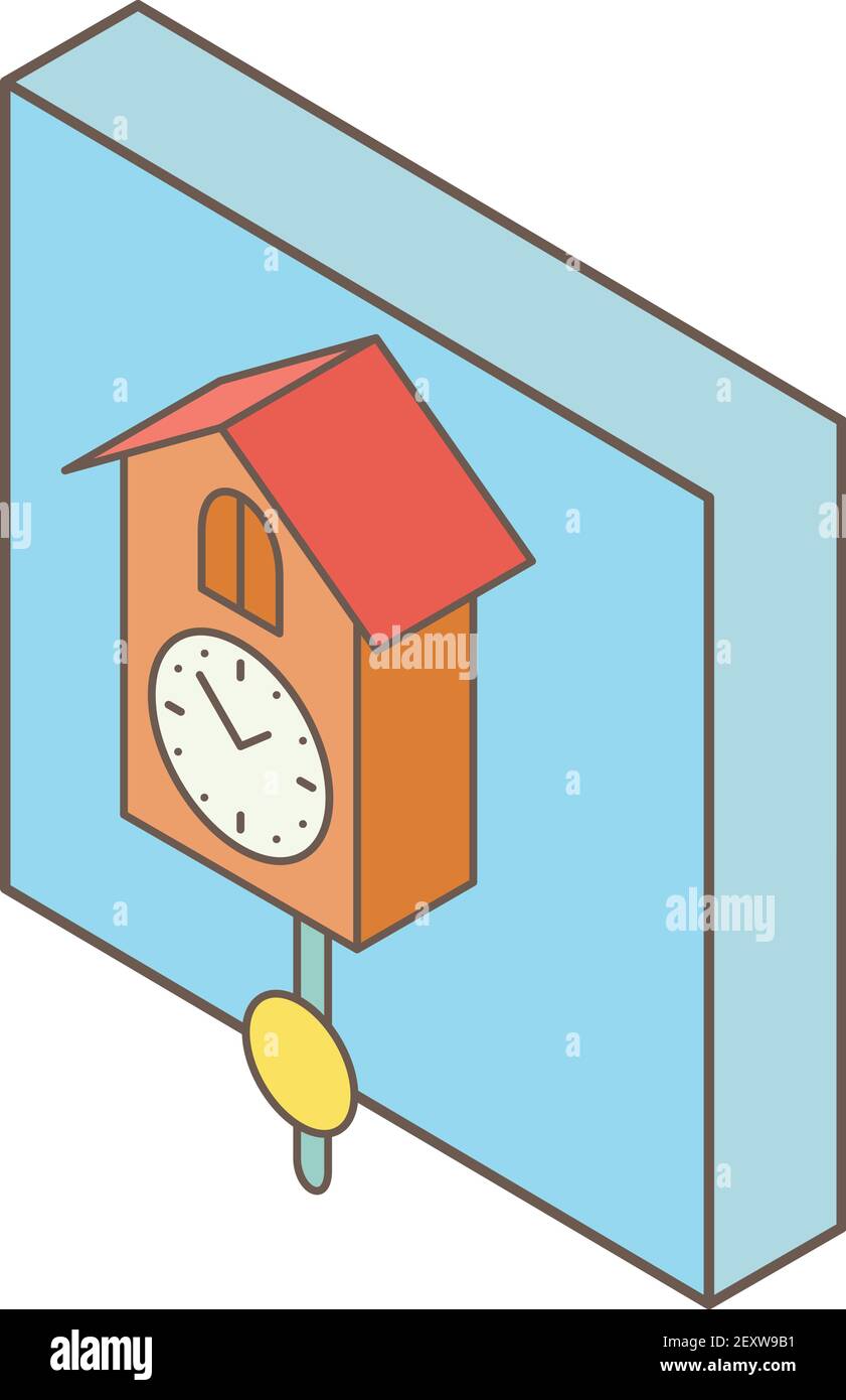 Cuckoo clock icon. Isometric illustration of cuckoo clock vector icon ...