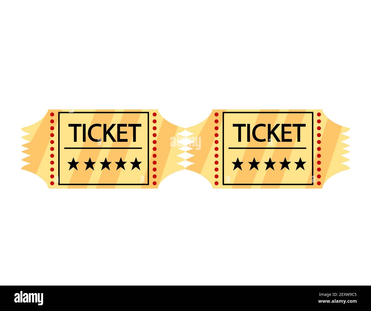 Two single cinema ticket with golden design vector illustration on ...