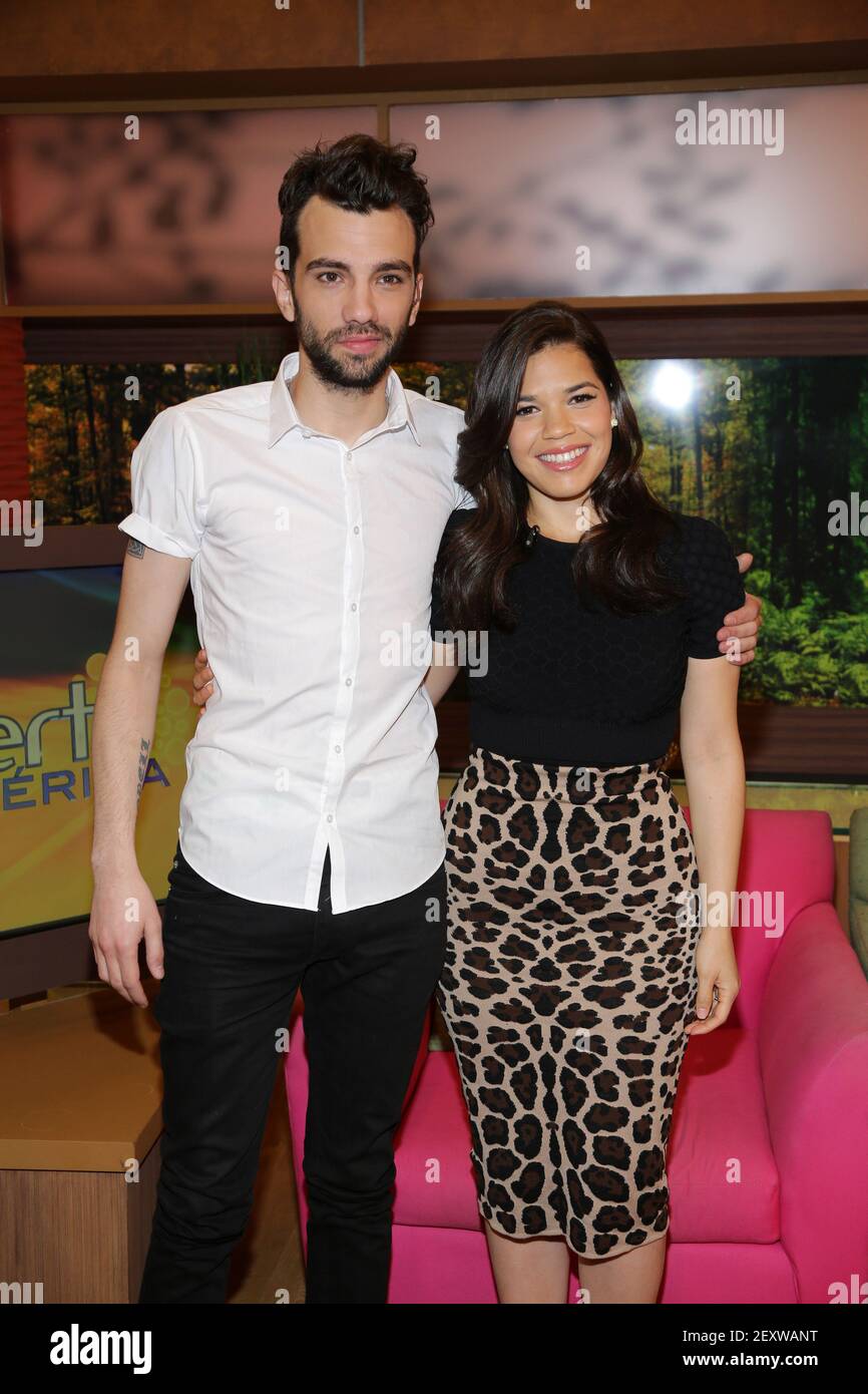 Jay Baruchel and America Ferrera are seen during "Despierta America" on ...