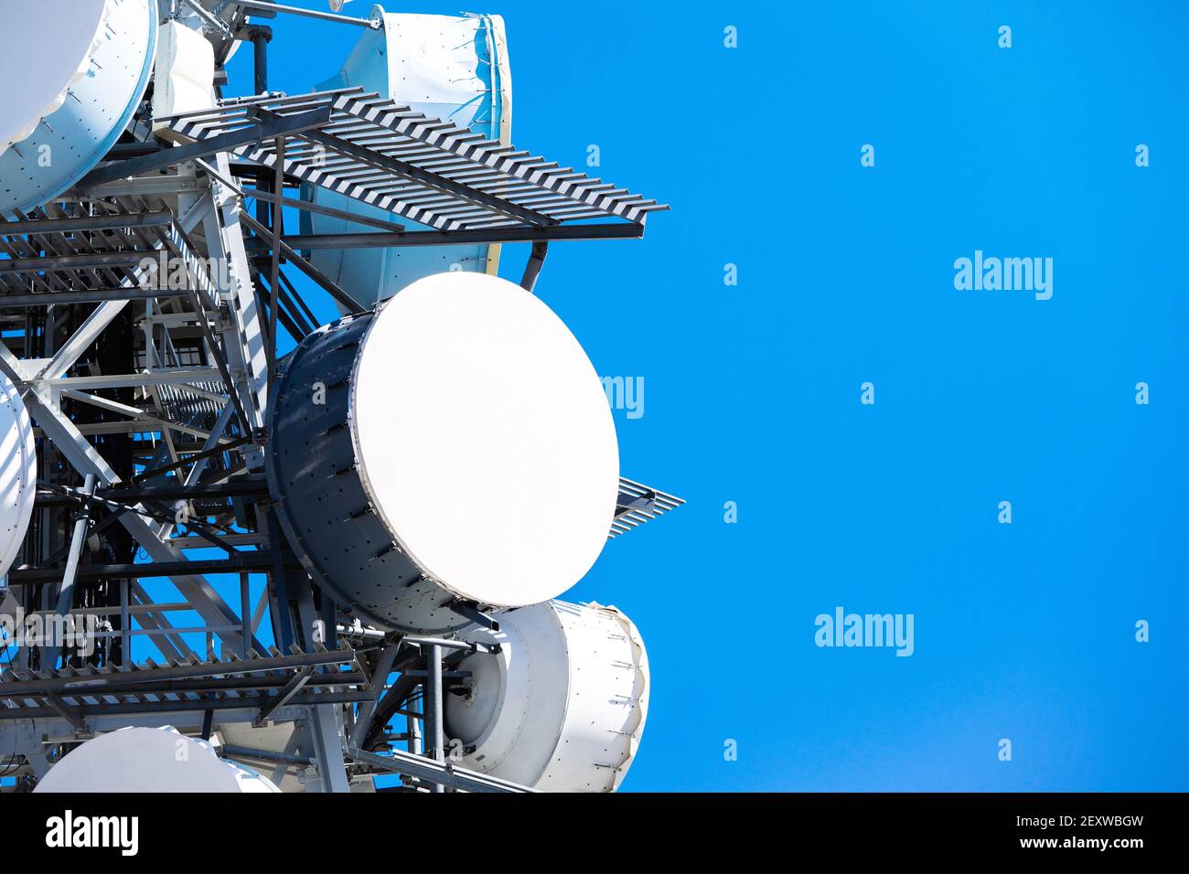Telecommunication tower with television (TV), broadcasting and 5G ...