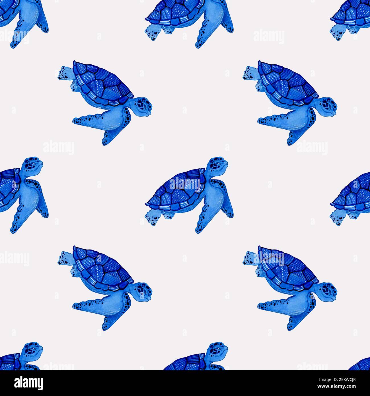 BLUE TURTLES SEAMLESS PATTERN Stock Photo - Alamy
