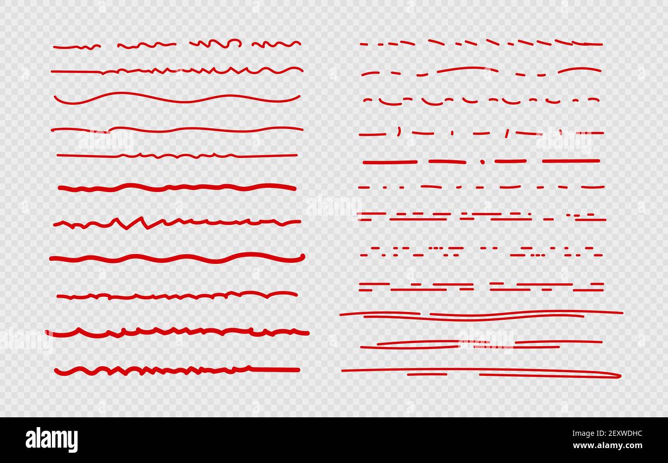 Sketch underline. Red scribble stroke, borders and marks. Brush ink ...