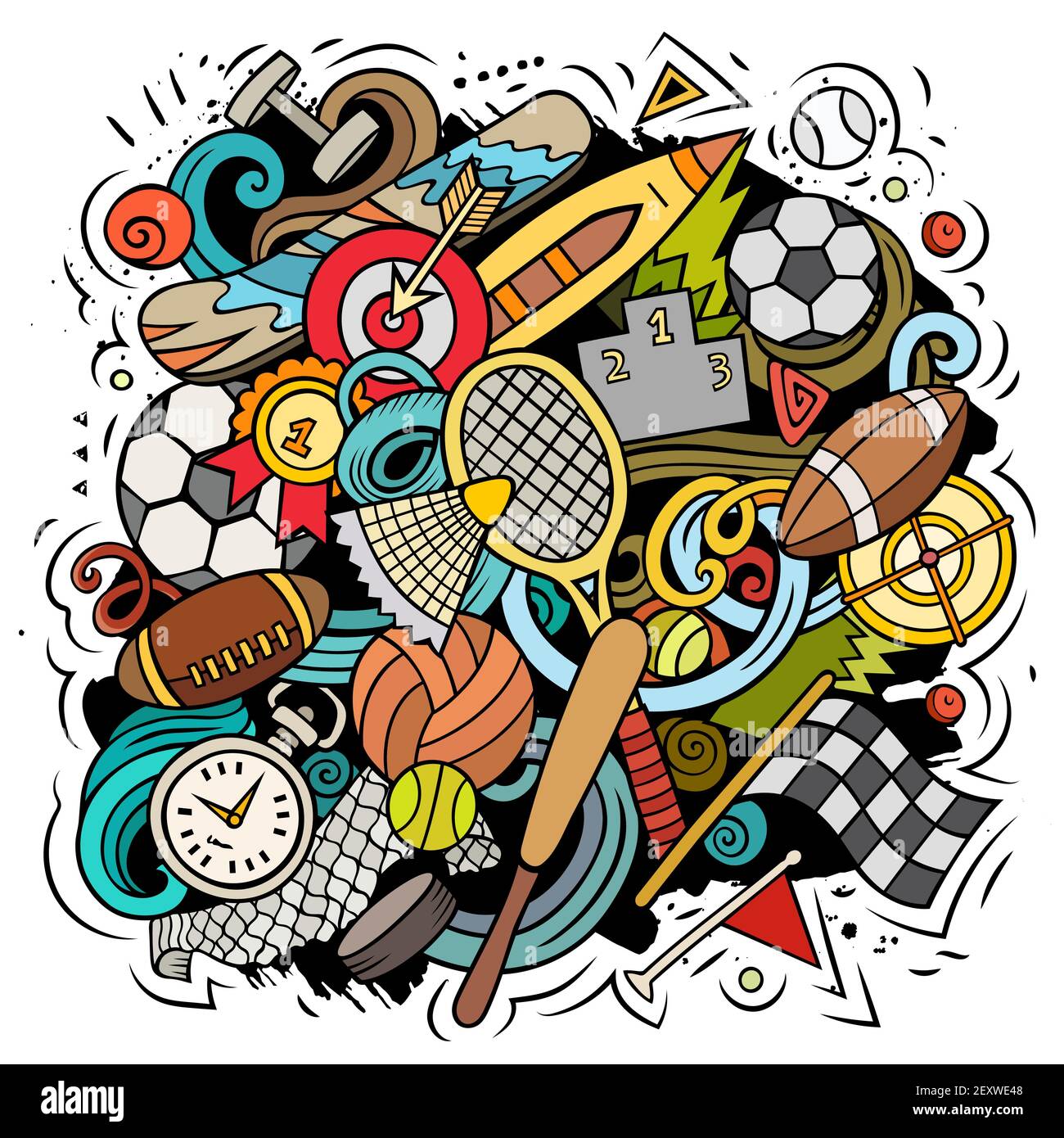 Sport cartoon doodle illustration. Funny Art design Stock Vector Image ...