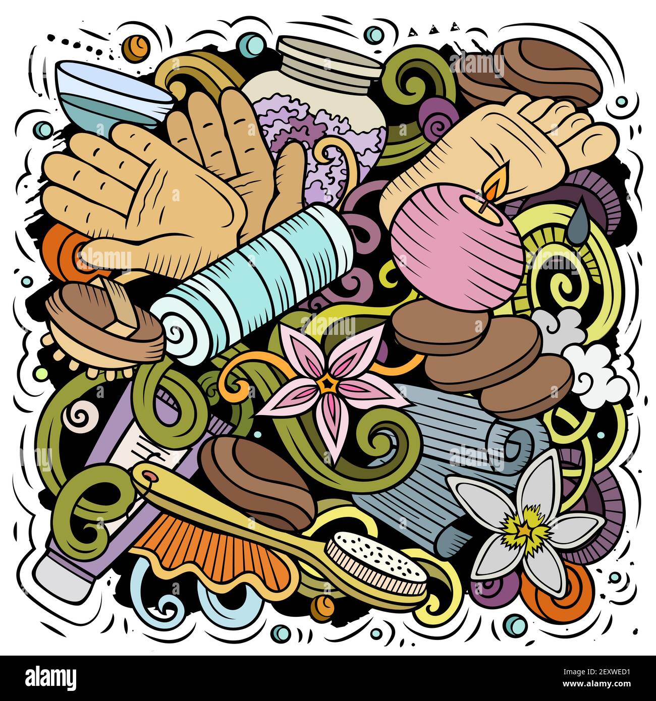 Massage Hand Drawn Vector Doodles Illustration Spa Salon Poster Design Stock Vector Image And Art
