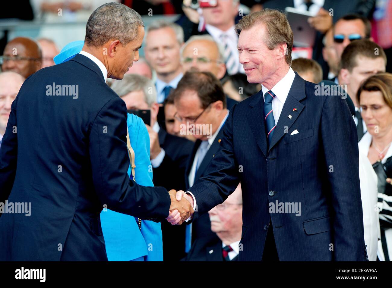President Obama of the United States attends the D-Day commemoration to ...