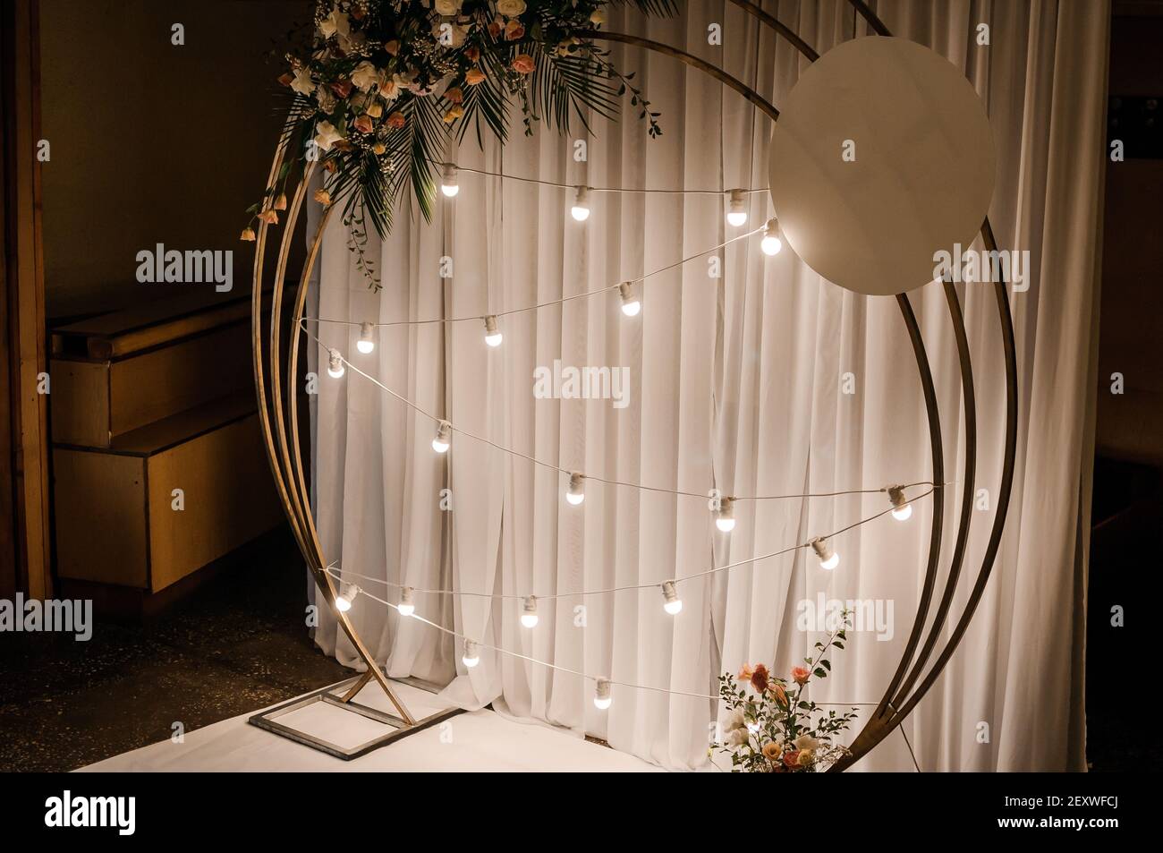 Wedding arch with multi-colored flowers. Wedding decorations Stock ...