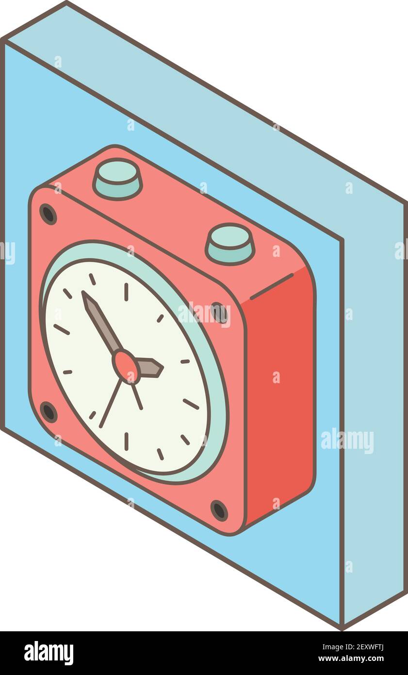 Red clock icon. Isometric illustration of red clock vector icon for web ...