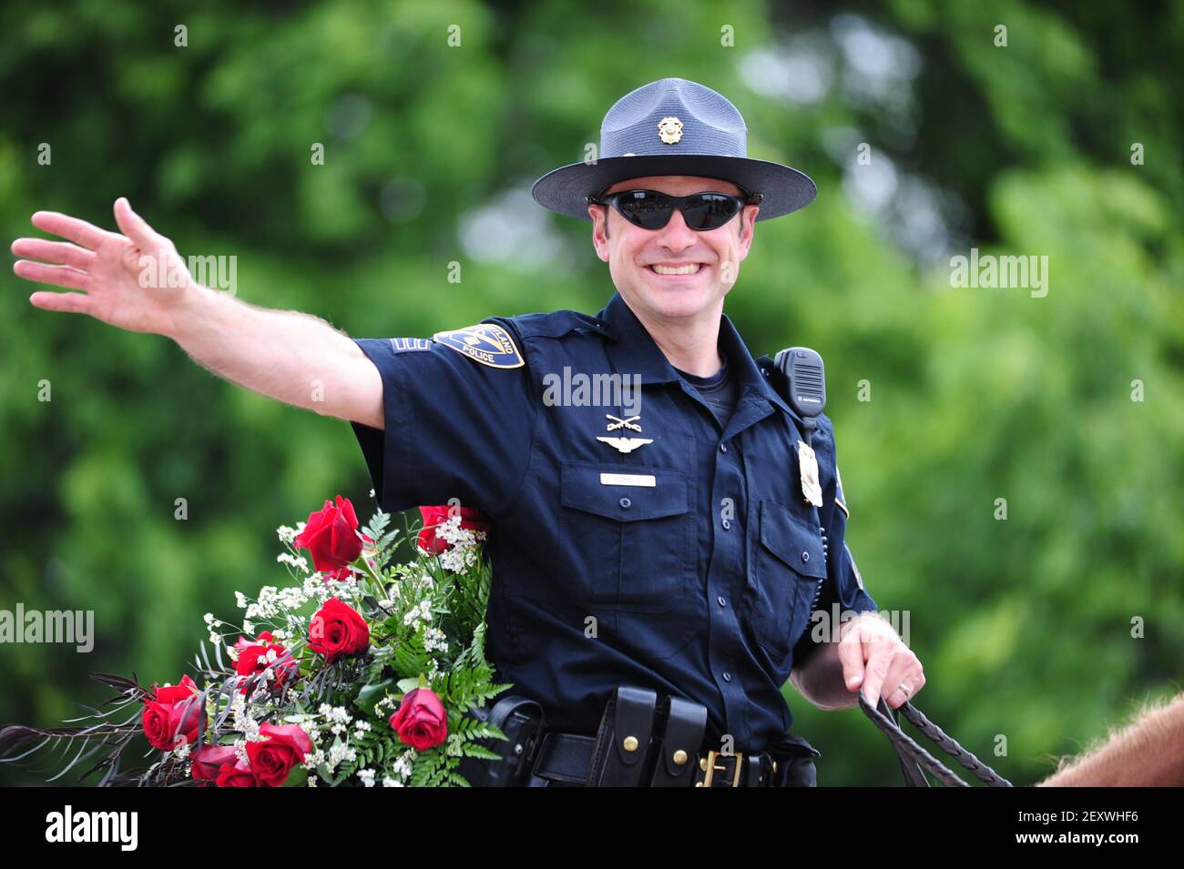 A Portland police officer horseback takes part in the Grand Floral ...