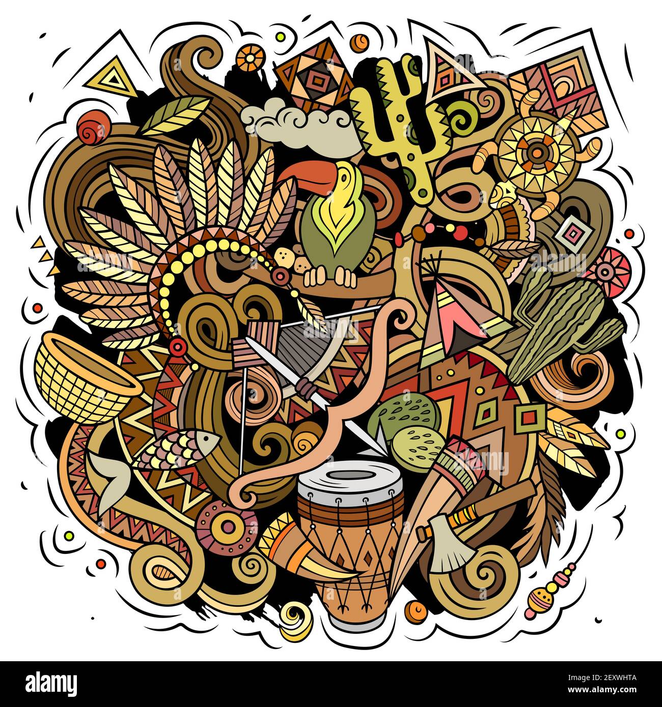 Native American cartoon vector doodle design Stock Vector Image & Art ...