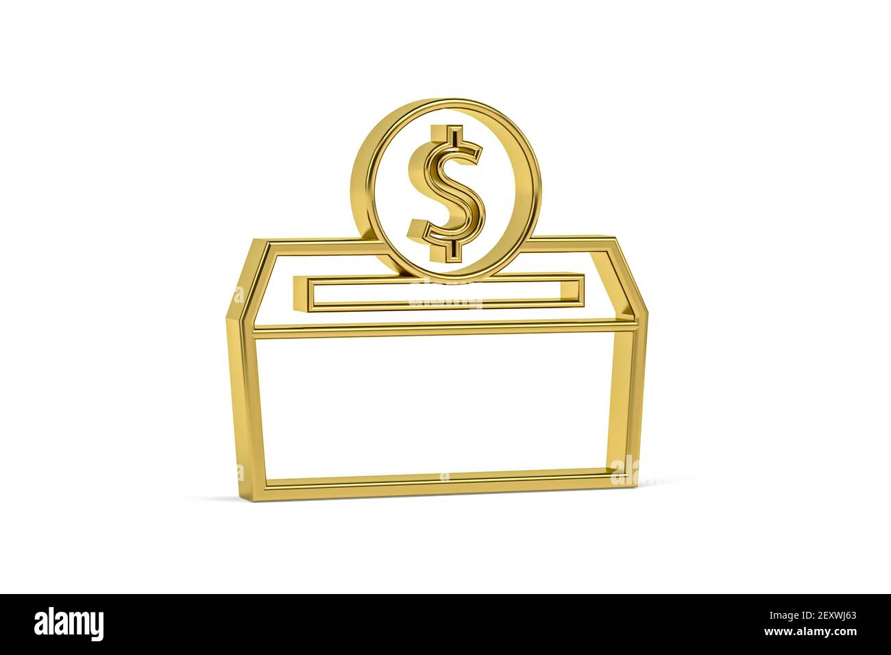 Golden 3d money box icon isolated on white background - 3D render Stock ...