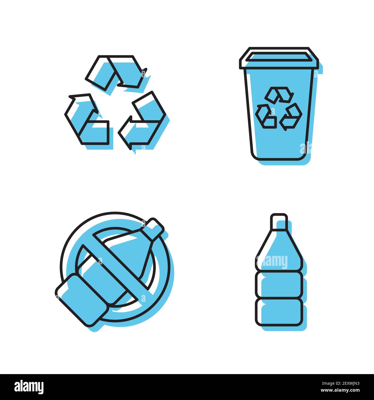 Set line Recycle bin with recycle icon, color, line, outline vector ...