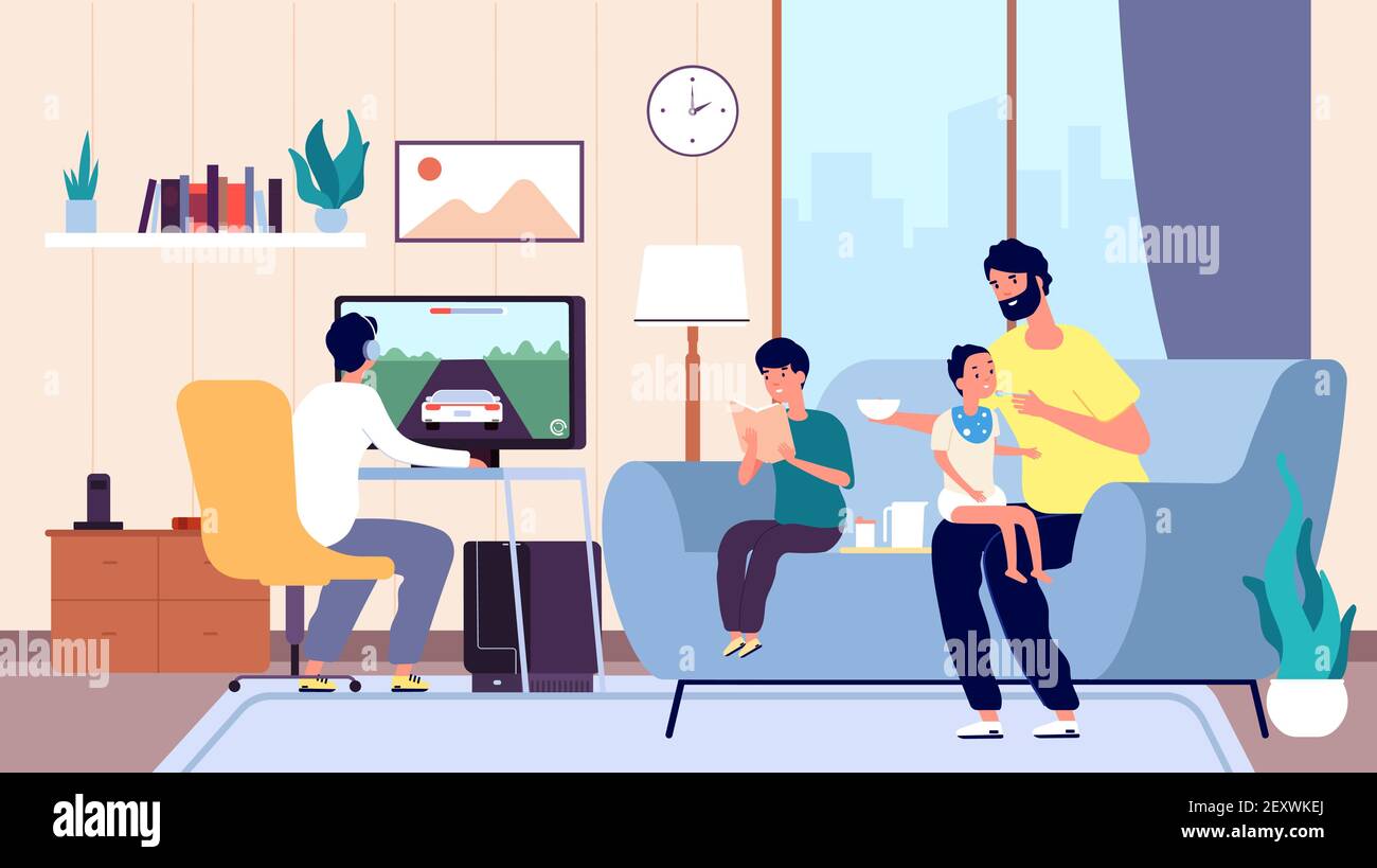 Cartoon illustration book father son hi-res stock photography and ...