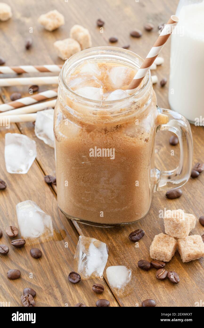 Iced coffee in vintage jug Stock Photo - Alamy