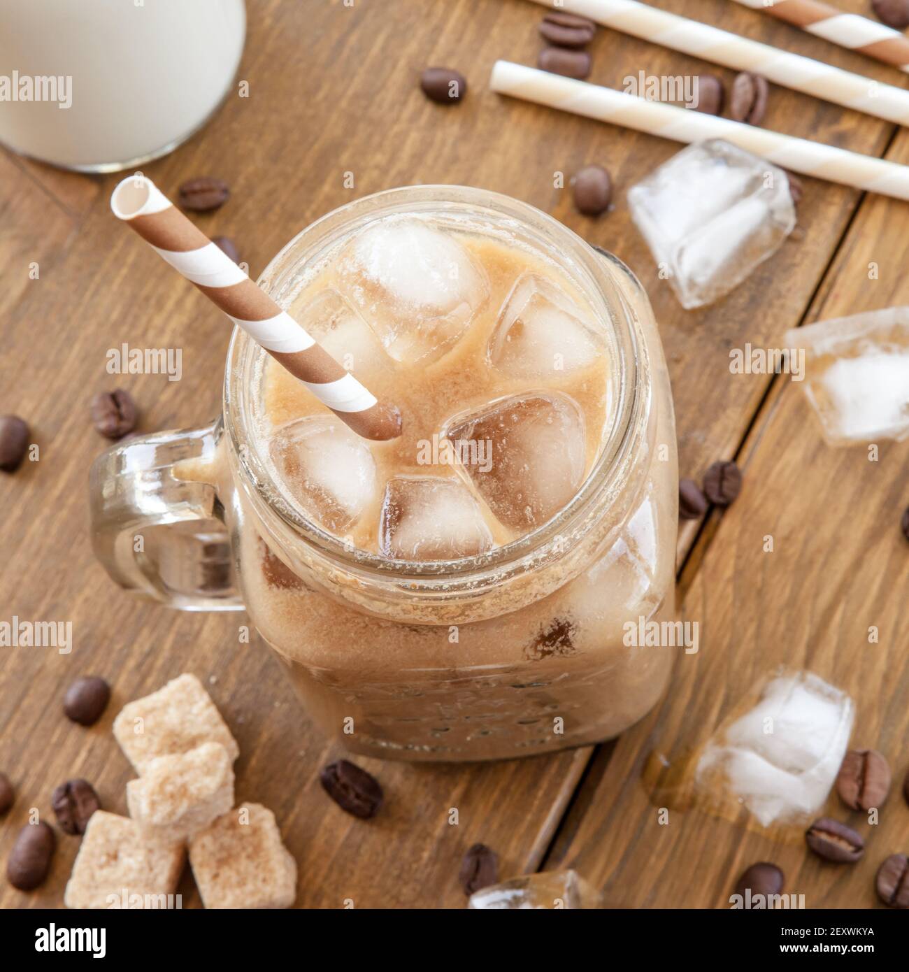Iced coffee in vintage jug Stock Photo - Alamy