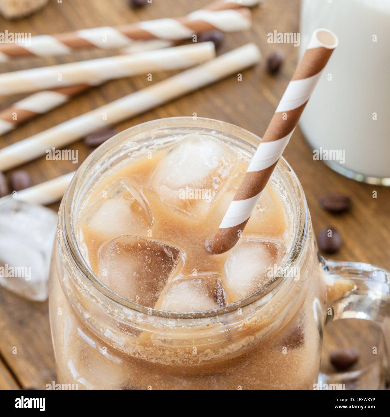 Iced coffee in vintage jug Stock Photo - Alamy
