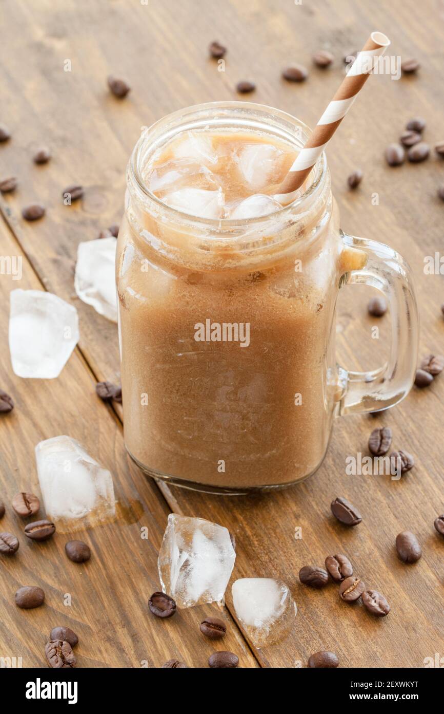 Iced coffee in vintage jug Stock Photo - Alamy
