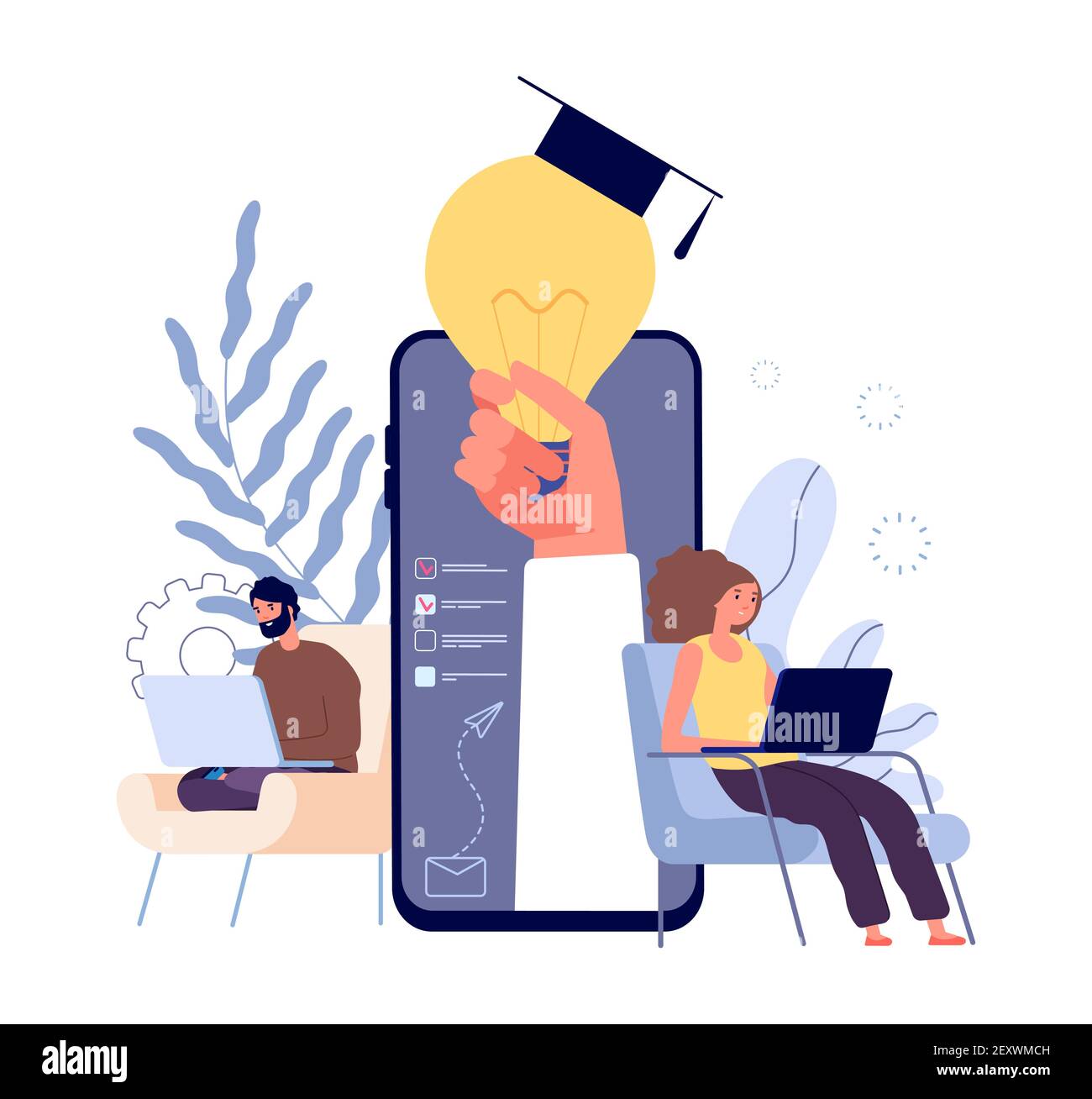 Online education. Distance learning students, e learning concept ...