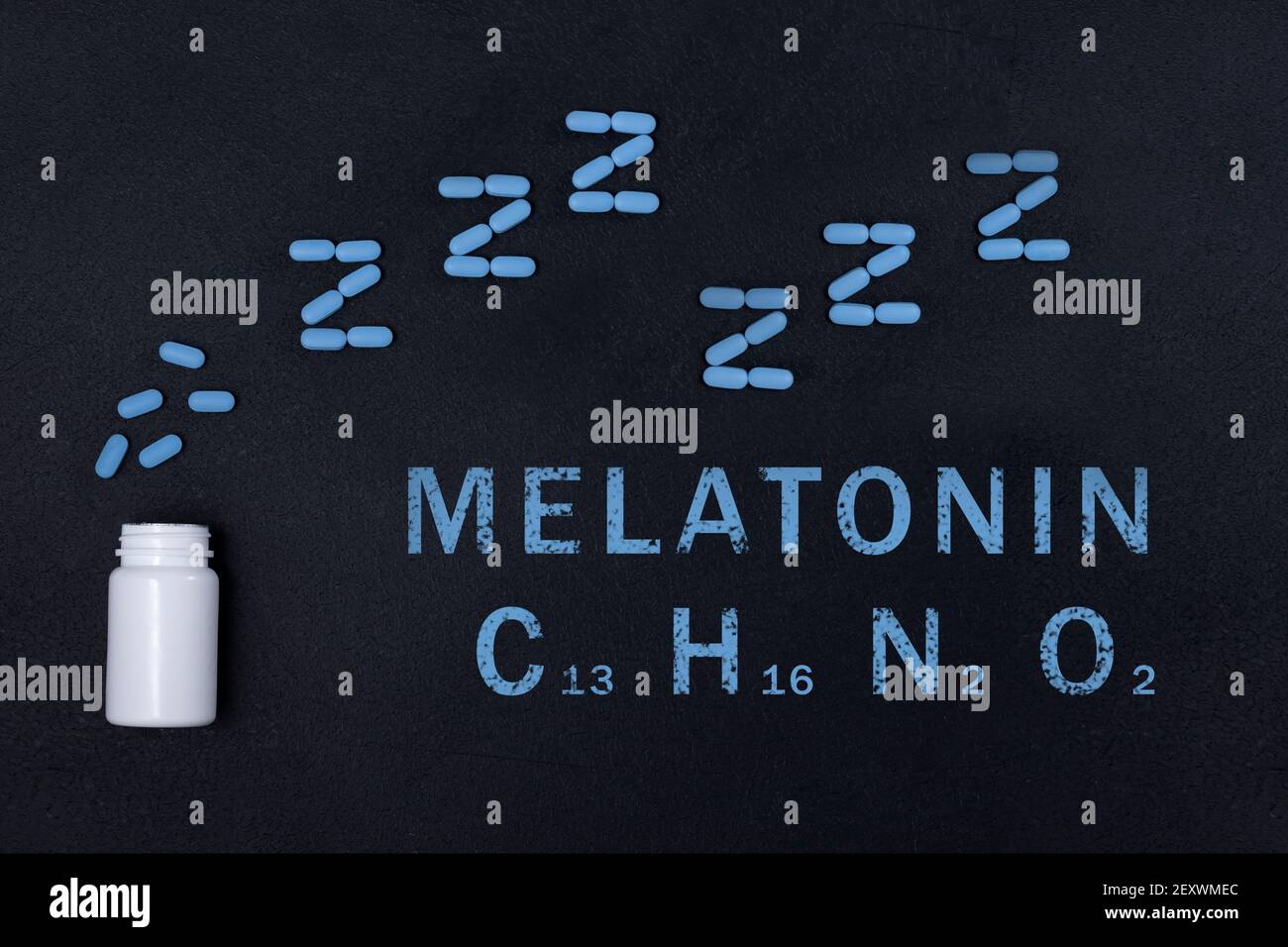 the concept of self-care, good sleep, sleeplessness in blue tones ...
