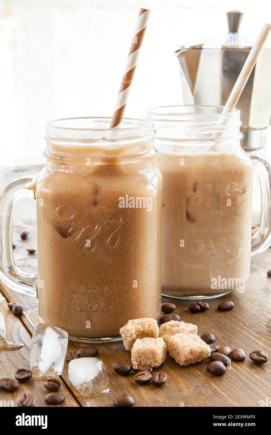 Iced coffee in vintage jug Stock Photo - Alamy