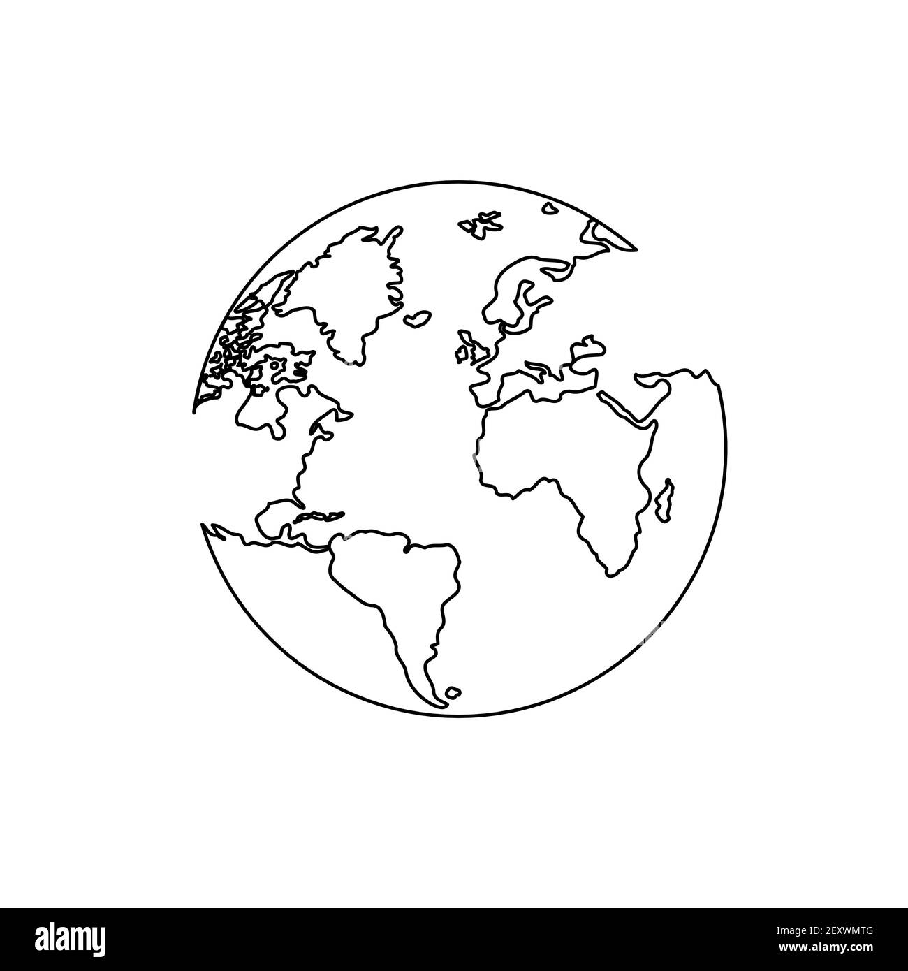 Earth globe drawn one Cut Out Stock Images & Pictures - Alamy