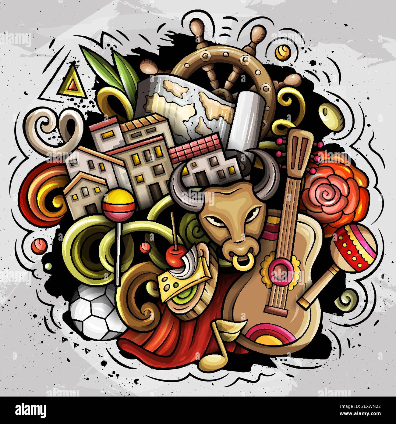 Spain hand drawn cartoon doodle illustration Stock Vector Image & Art ...