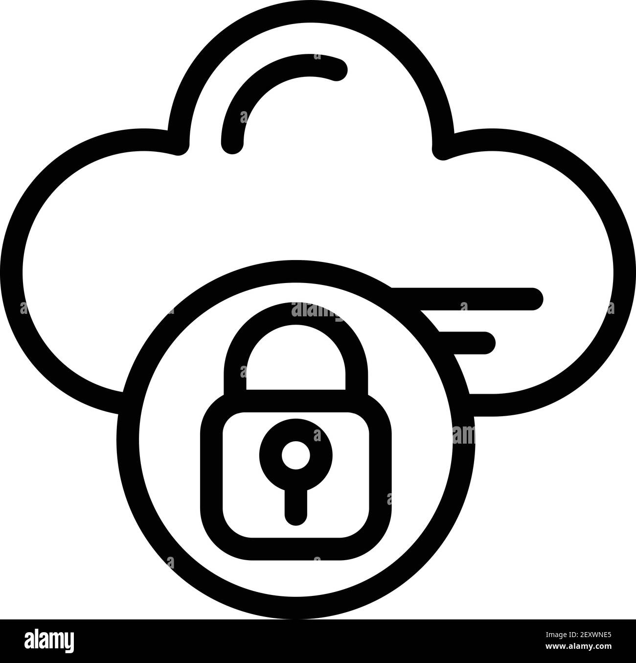 Cloud memory lock icon. Outline cloud memory lock vector icon for web ...
